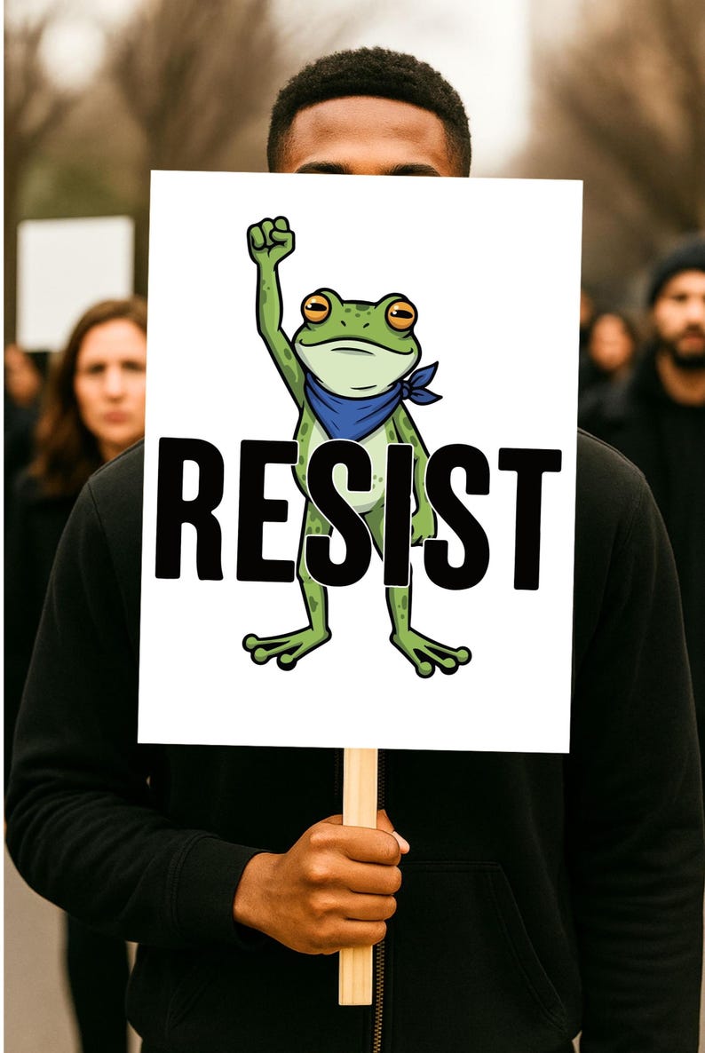 Portland Frog Protest Protest Sign, Portland Frog Anti-ice Sign, Resist ...