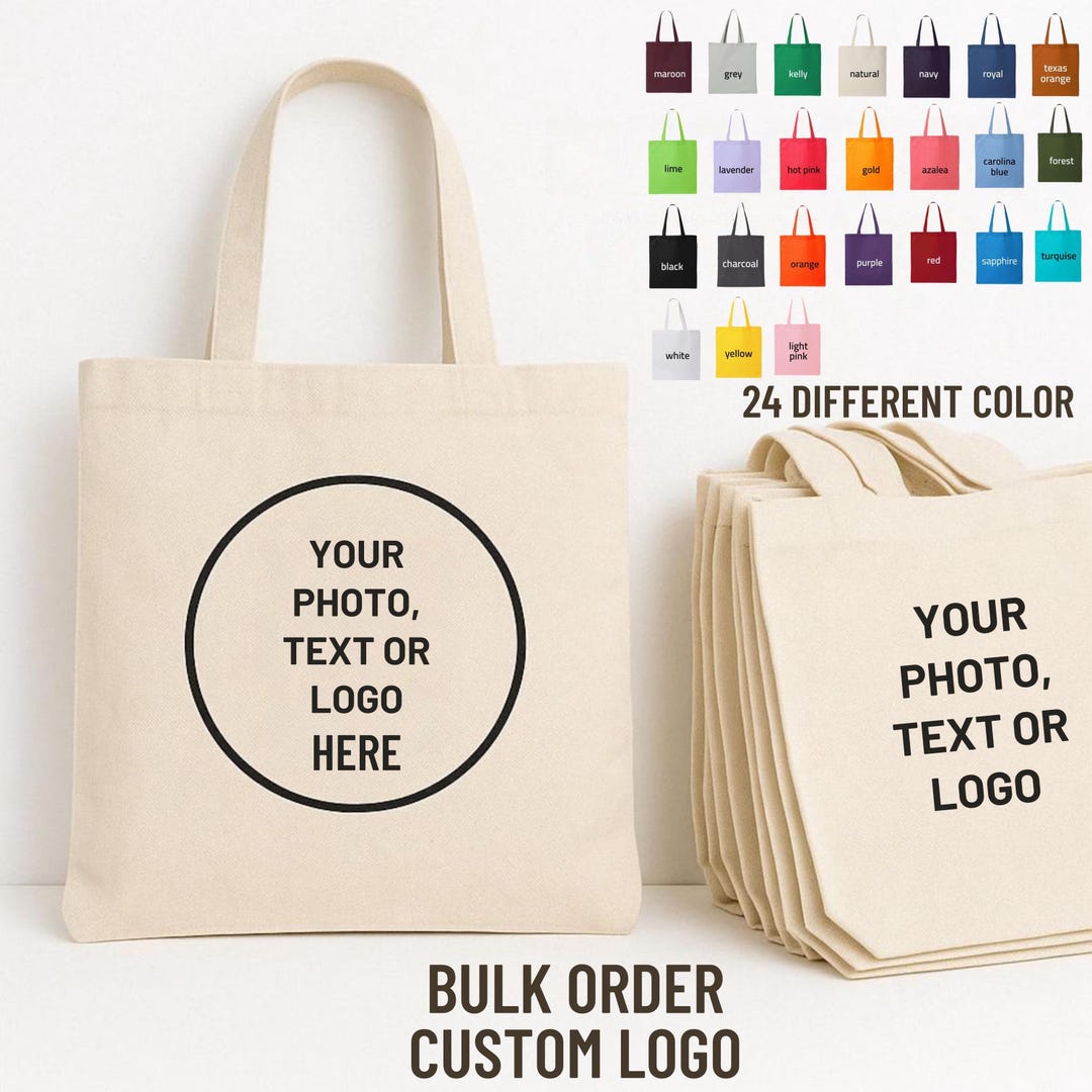 Bulk Custom Tote Bags With Your Logo – Reusable Cotton Canvas ...