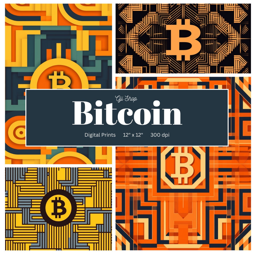 Set of 4 Bitcoin BTC Themed Design Pattern Digital Prints - Etsy