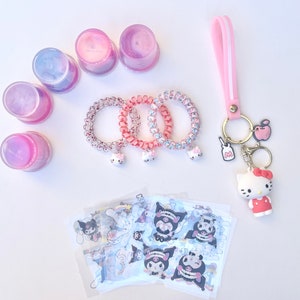 Cute Kitty Birthday Party Favor Pack, Keychain, Glitter Putty, Sticker ...