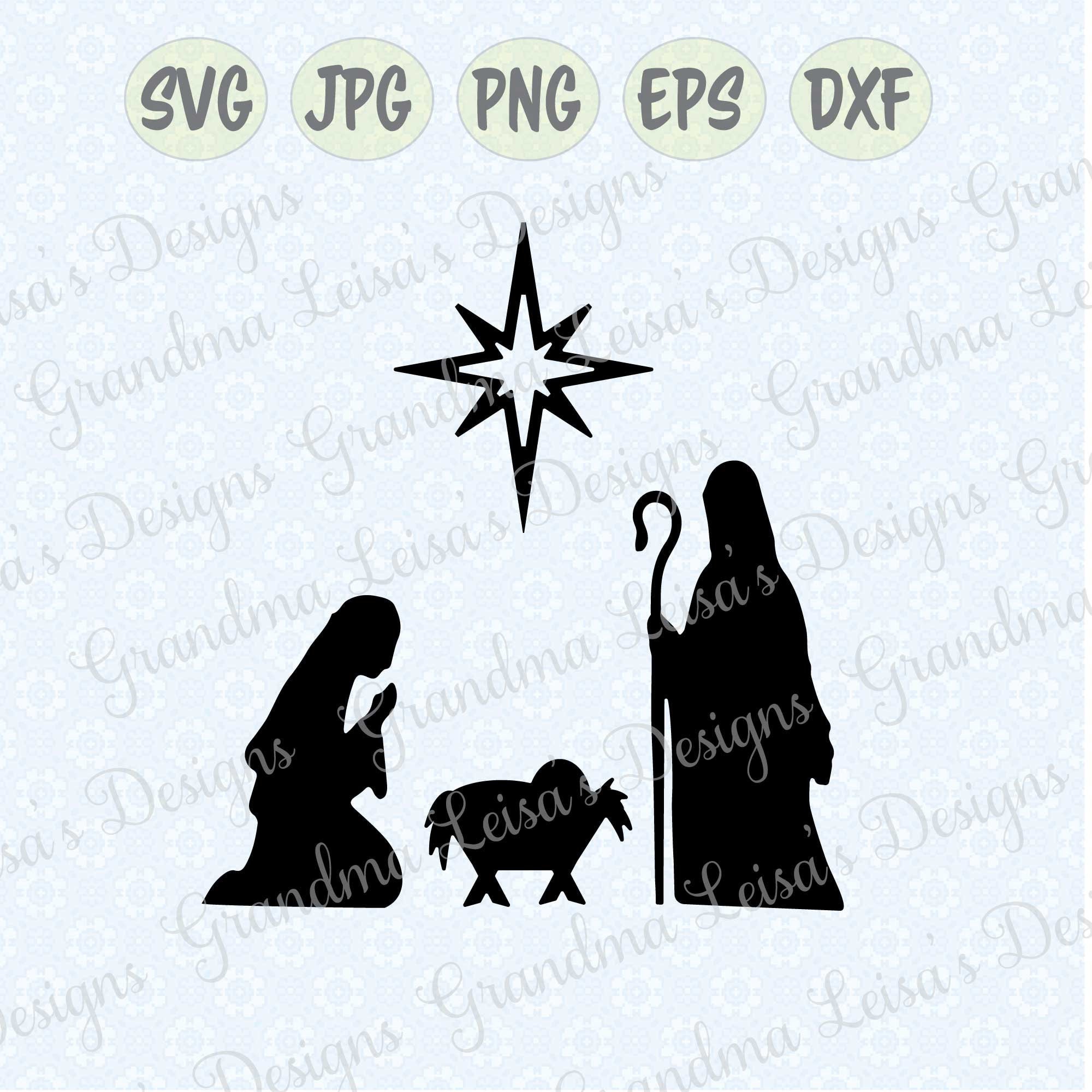 Mary & Joseph Nativity, Svg, Png, Jpg, Dxf, Eps, Cricut, Silhouette ...