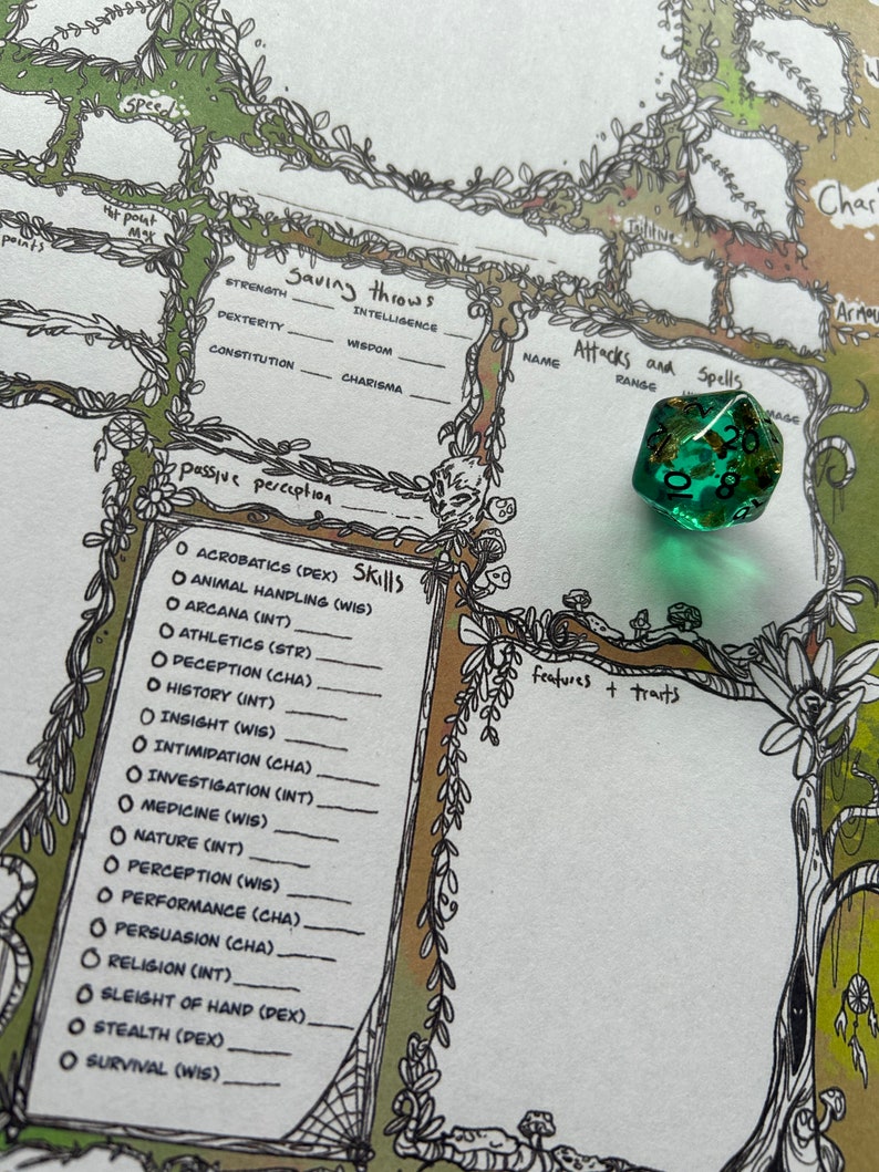 The Druid Digital Download Dnd 5e Character Sheet - Etsy