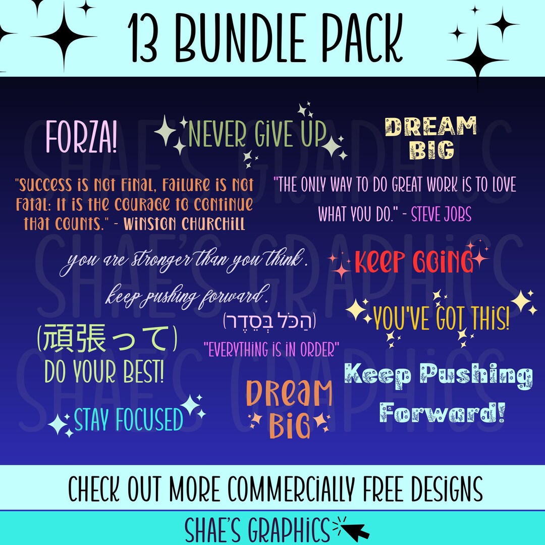 Motivational Quote SVG Bundle, Positive Encouraging Words SVG, Hand ...