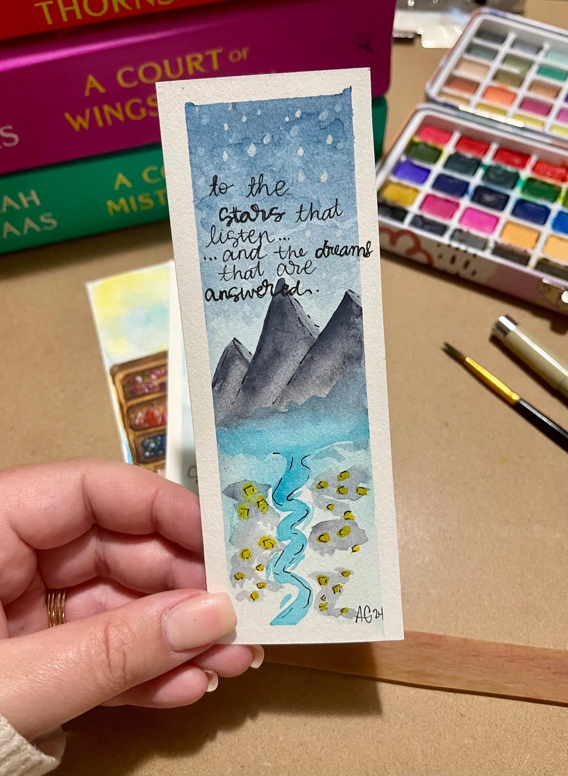 Set of 4 Watercolor Bookmarks/ ACOTAR / Hand Painted - Etsy