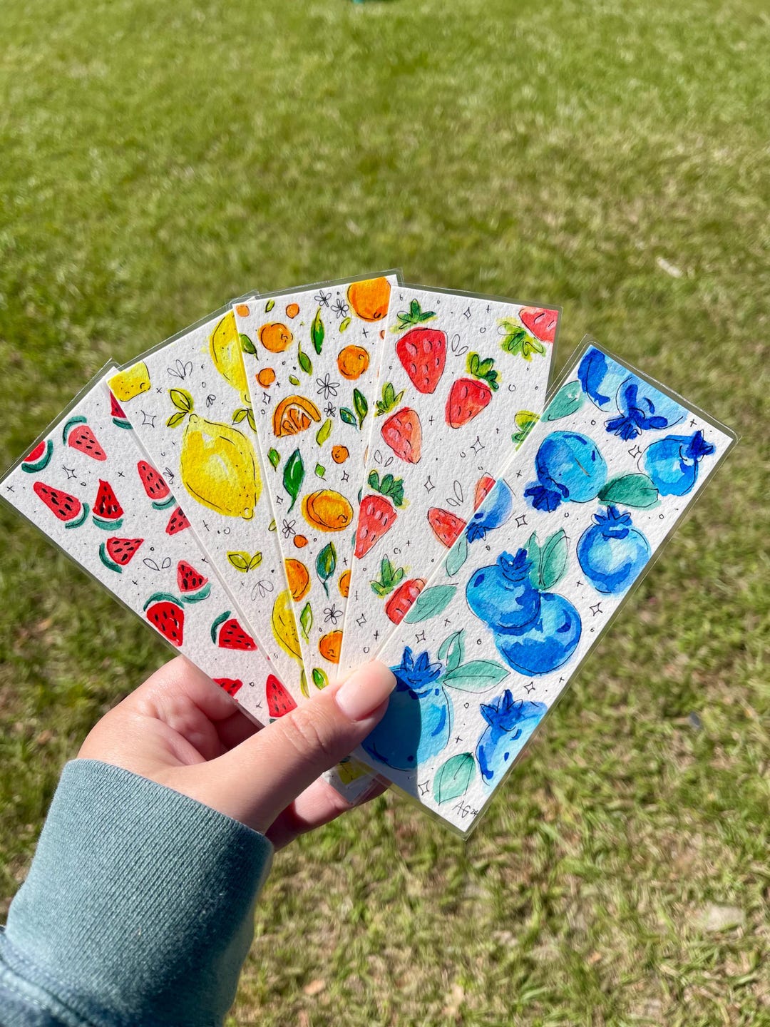 Watercolor Bookmarks/ Fruit Bookmarks / Hand Painted - Etsy