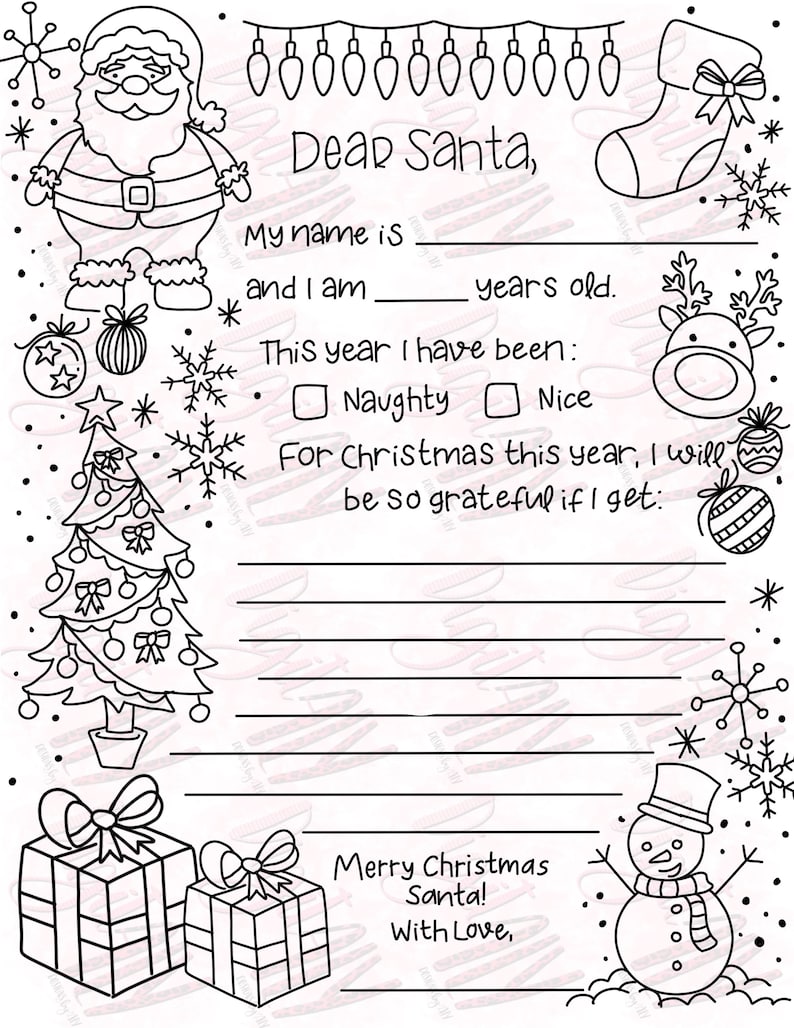Letter to Santa and Envelope/ Printable/ Digital Download/ Png ...