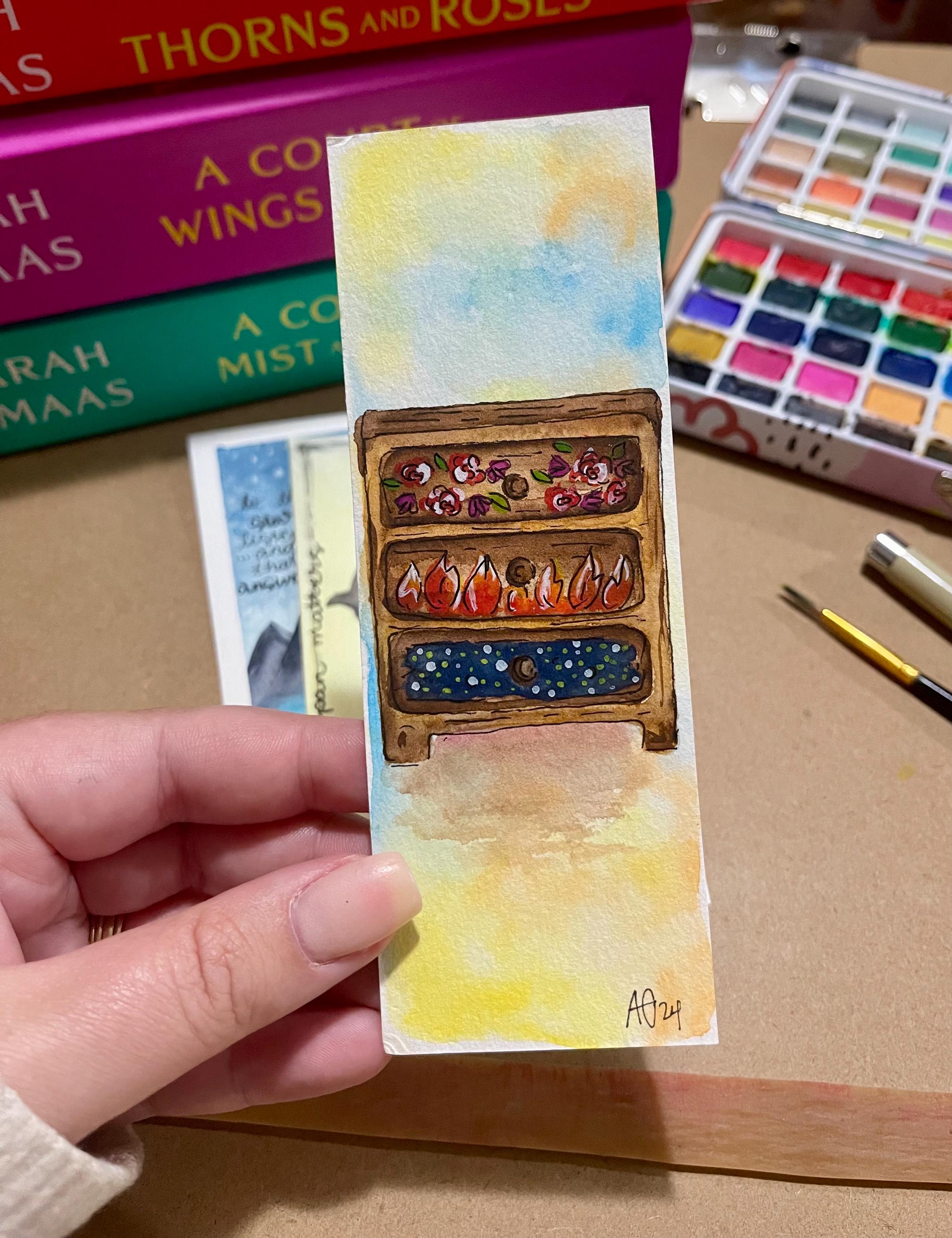 Set of 4 Watercolor Bookmarks/ ACOTAR / Hand Painted - Etsy