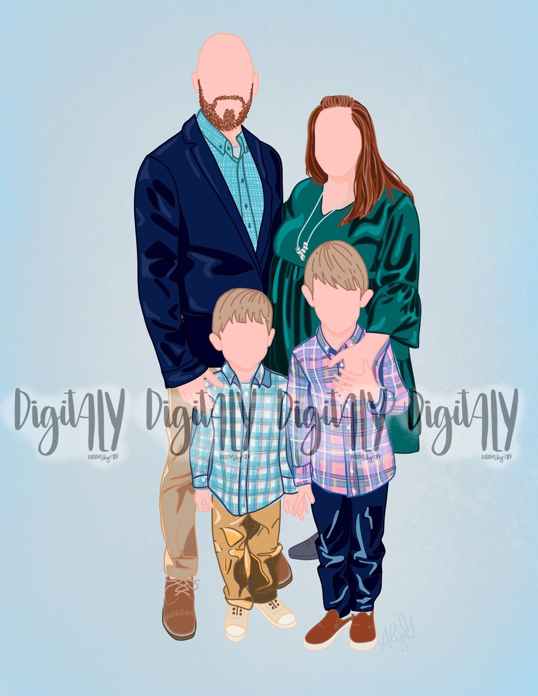 Digital Portrait, Custom Digital Family Portrait, Ready in 24 Hours ...