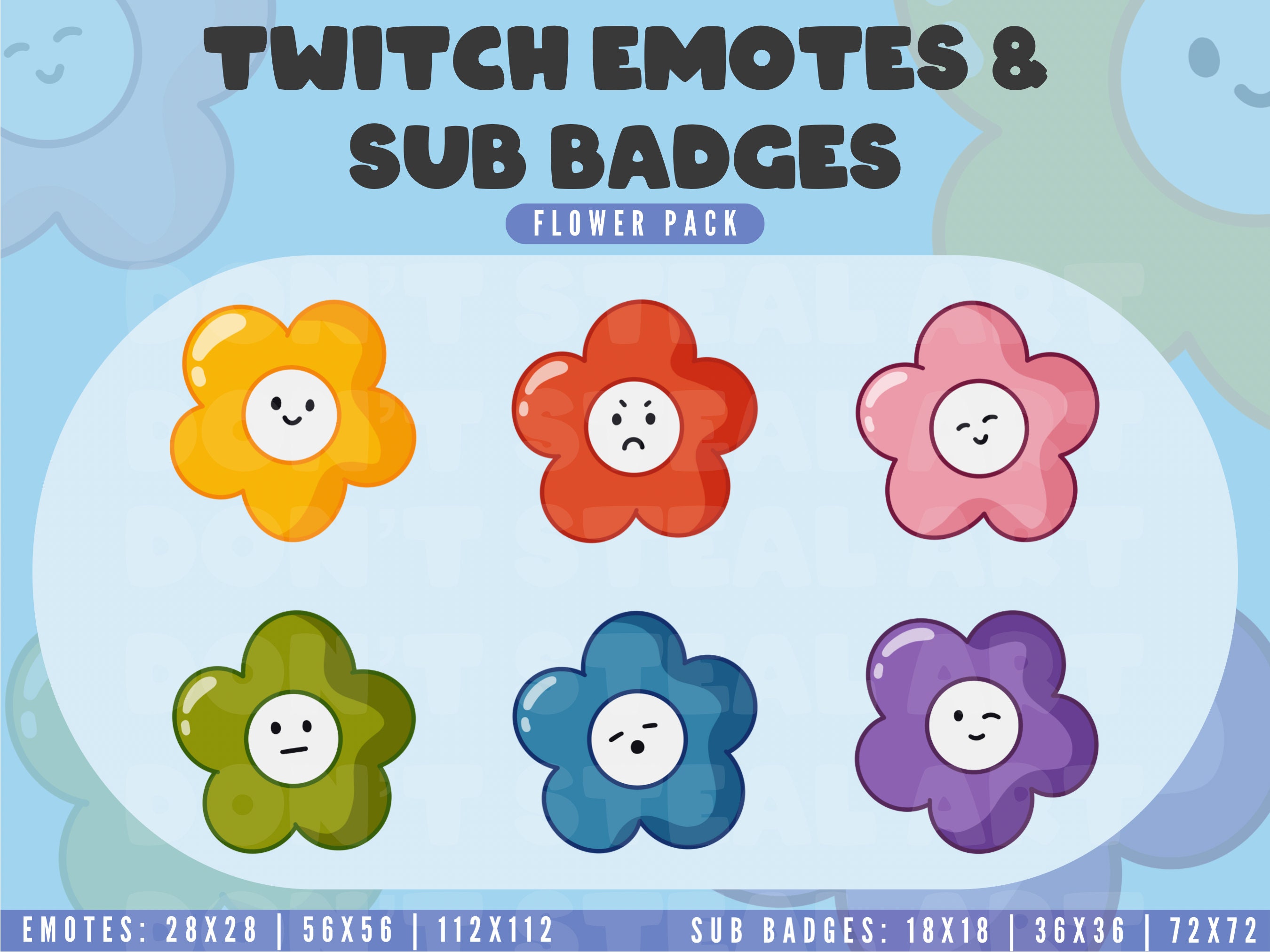 Flower Face Emotes and Sub Badges - Etsy