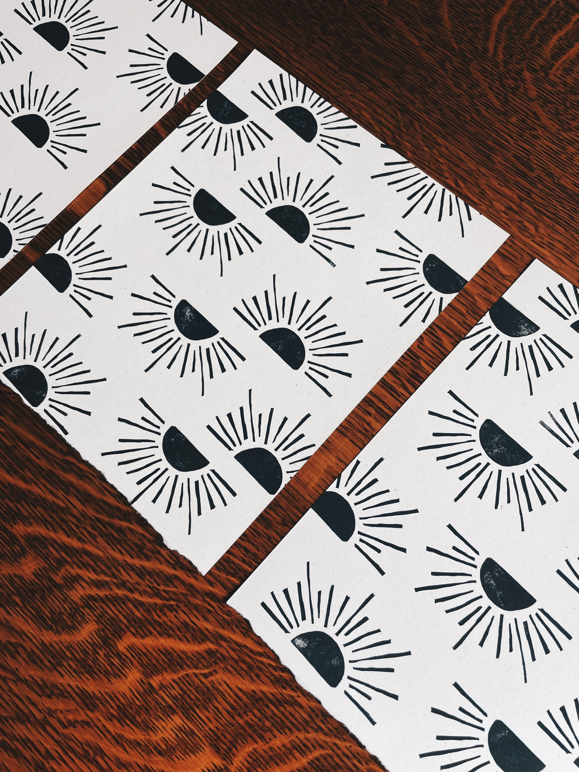 Sunny Days - Original Linocut Print | Sunshine Pattern | Sun Print - Etsy