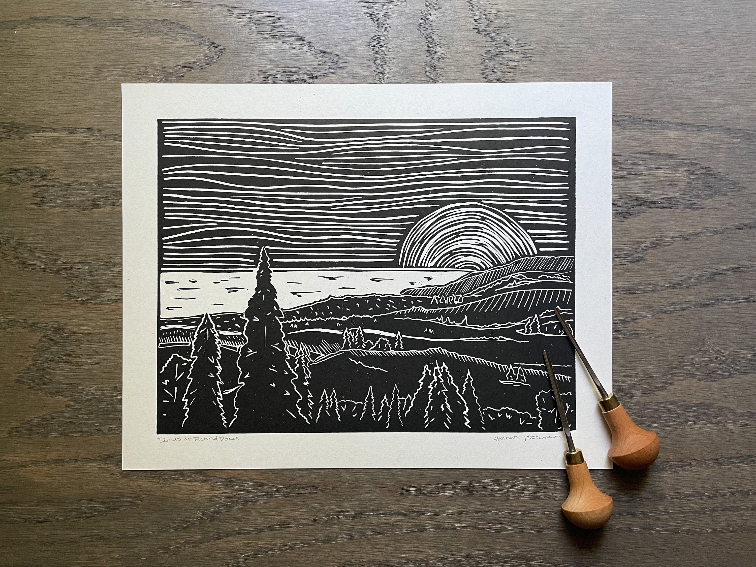 Dunes at Pictured Rocks Original Linocut Print Michigan - Etsy