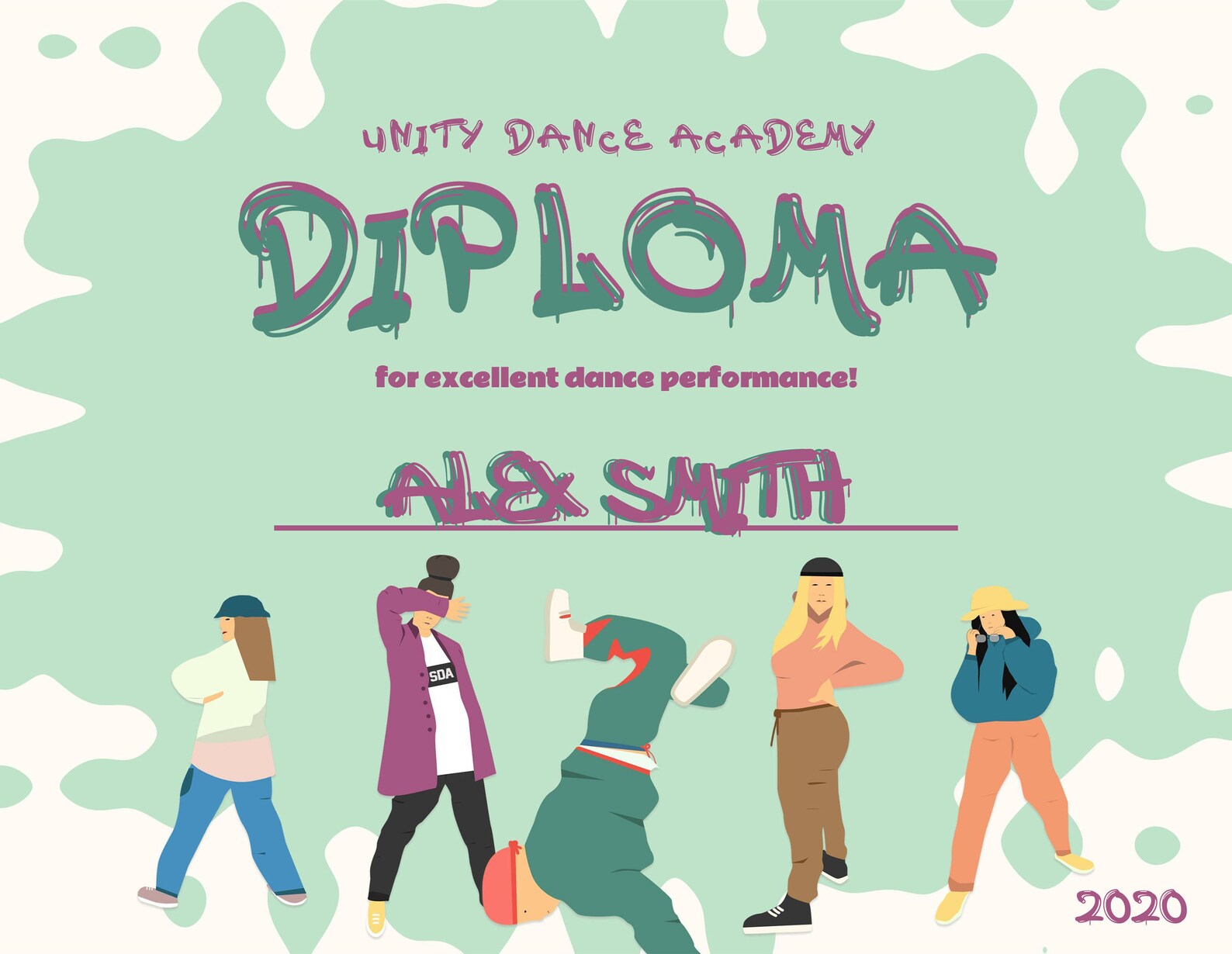 Online Editable Dance Diploma / Certificate Template, Instant Download ...