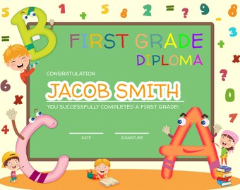 Editable 2nd Grade Graduation Certificate, 1st to 8th Grade Diploma ...