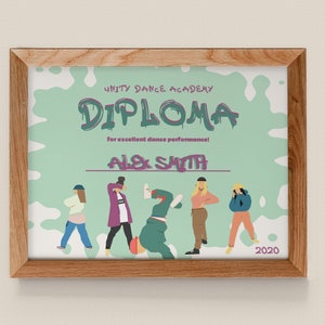 Online Editable Dance Diploma / Certificate Template, Instant Download ...
