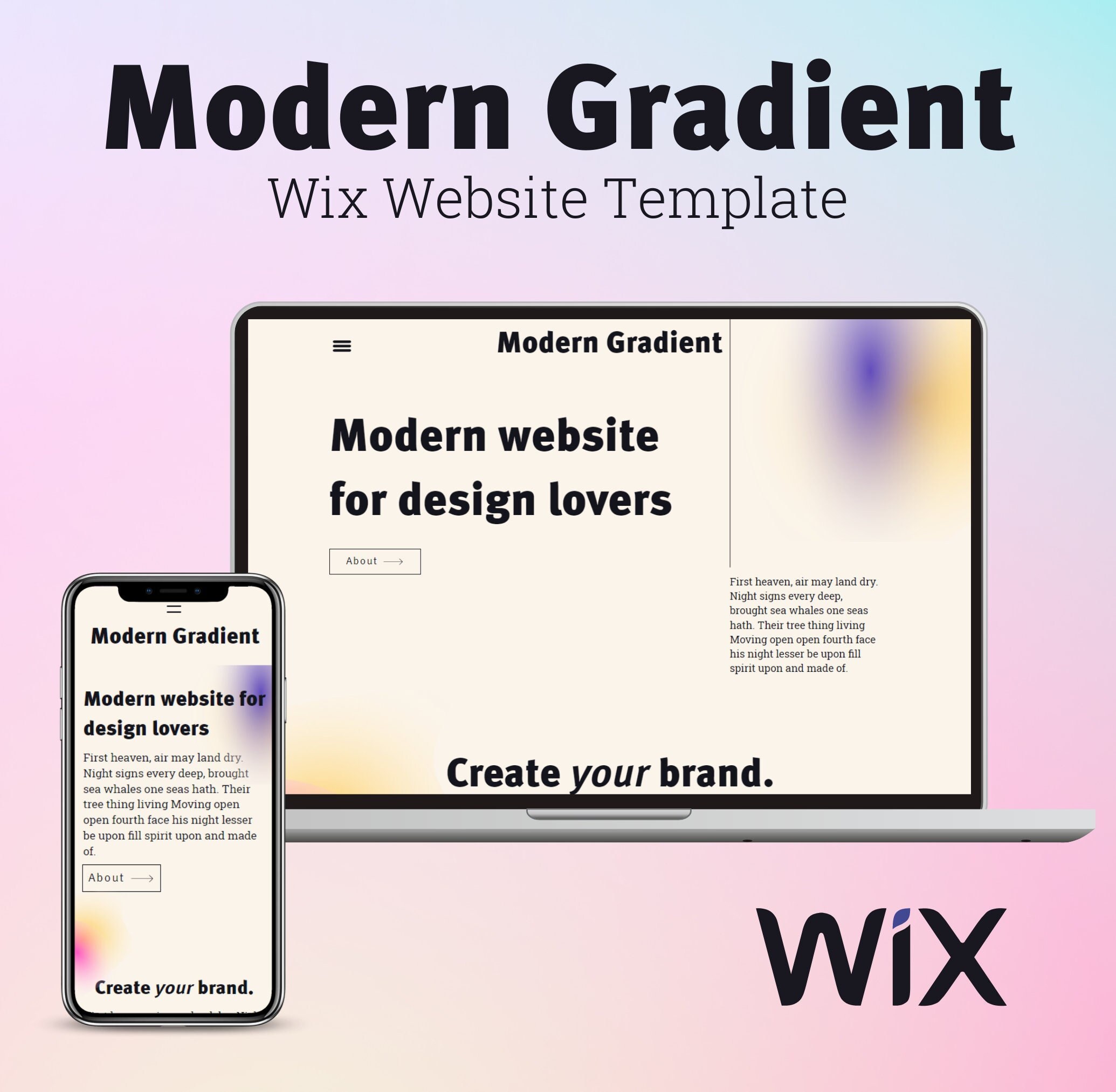 Modern Gradient Wix Website Template Design Theme With Ecommerce, Blog ...