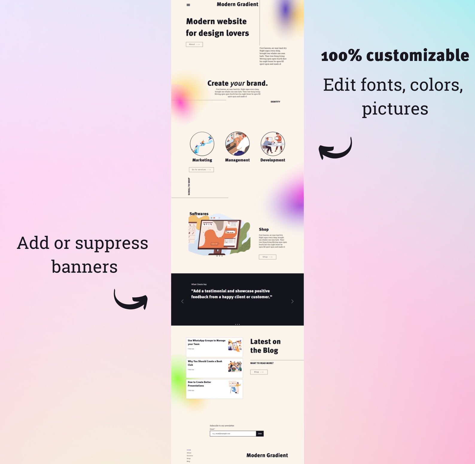Modern Gradient Wix Website Template Design Theme With Ecommerce, Blog ...