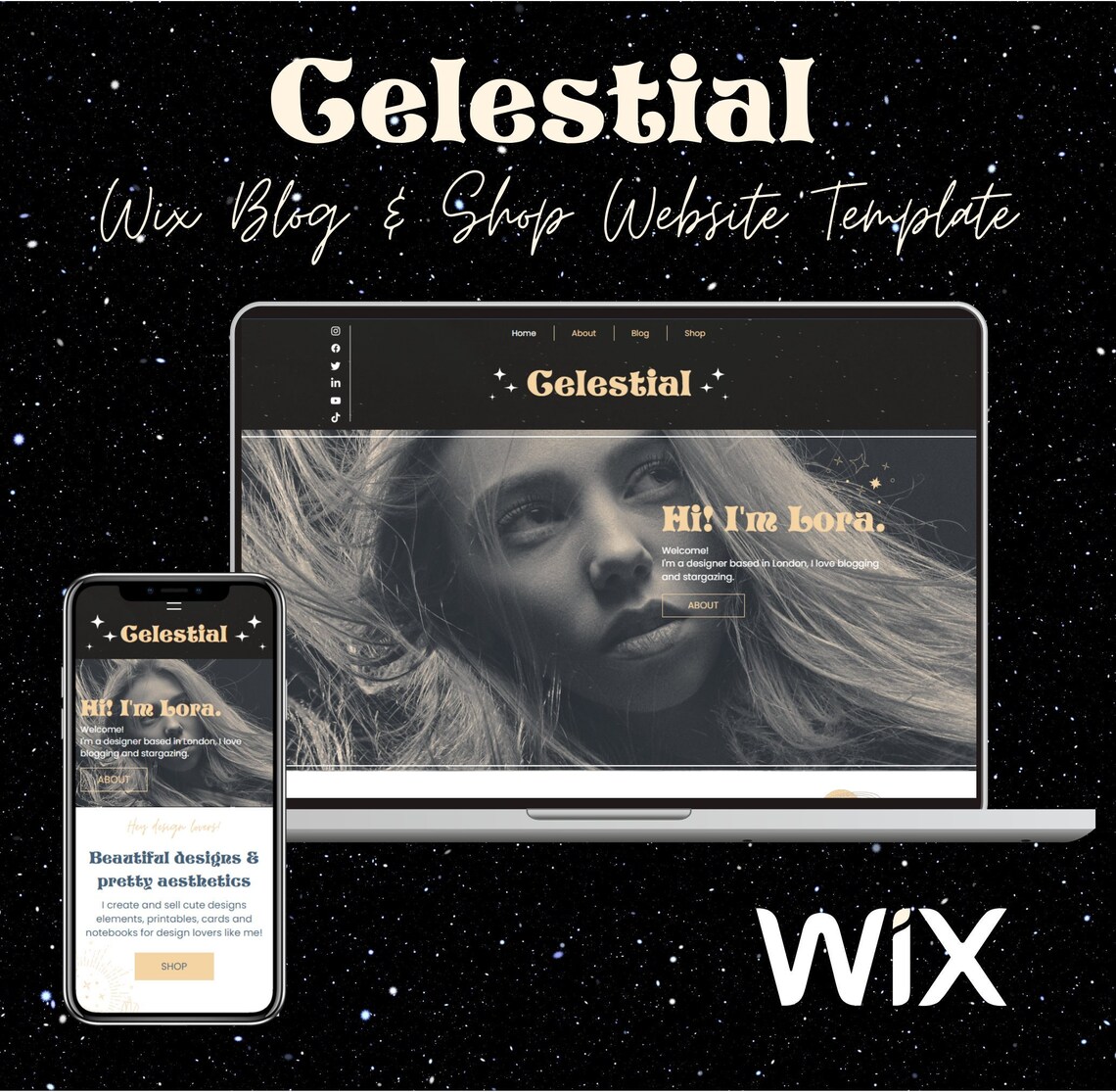 Celestial Wix Website Template Deisn Blog Shop Freelancer, Influencer ...