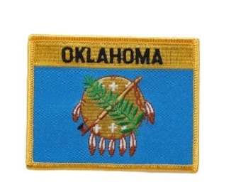 OKLAHOMA STATE Flag PATCH Iron-on Embroidered Applique Top - Etsy