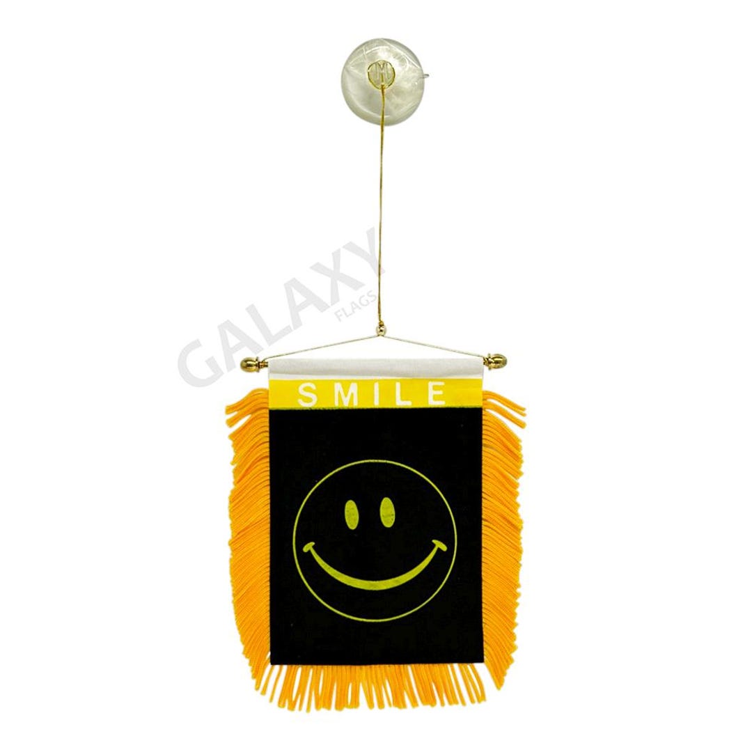 Smiley Face Black Mini Banner / Smiley Face Flag - Etsy