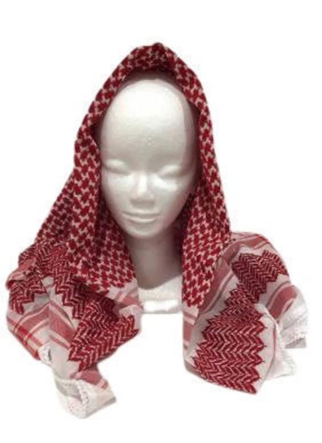 Authentic Keffiyeh Neck Scarf / Red and White Shemagh / Agal - Etsy