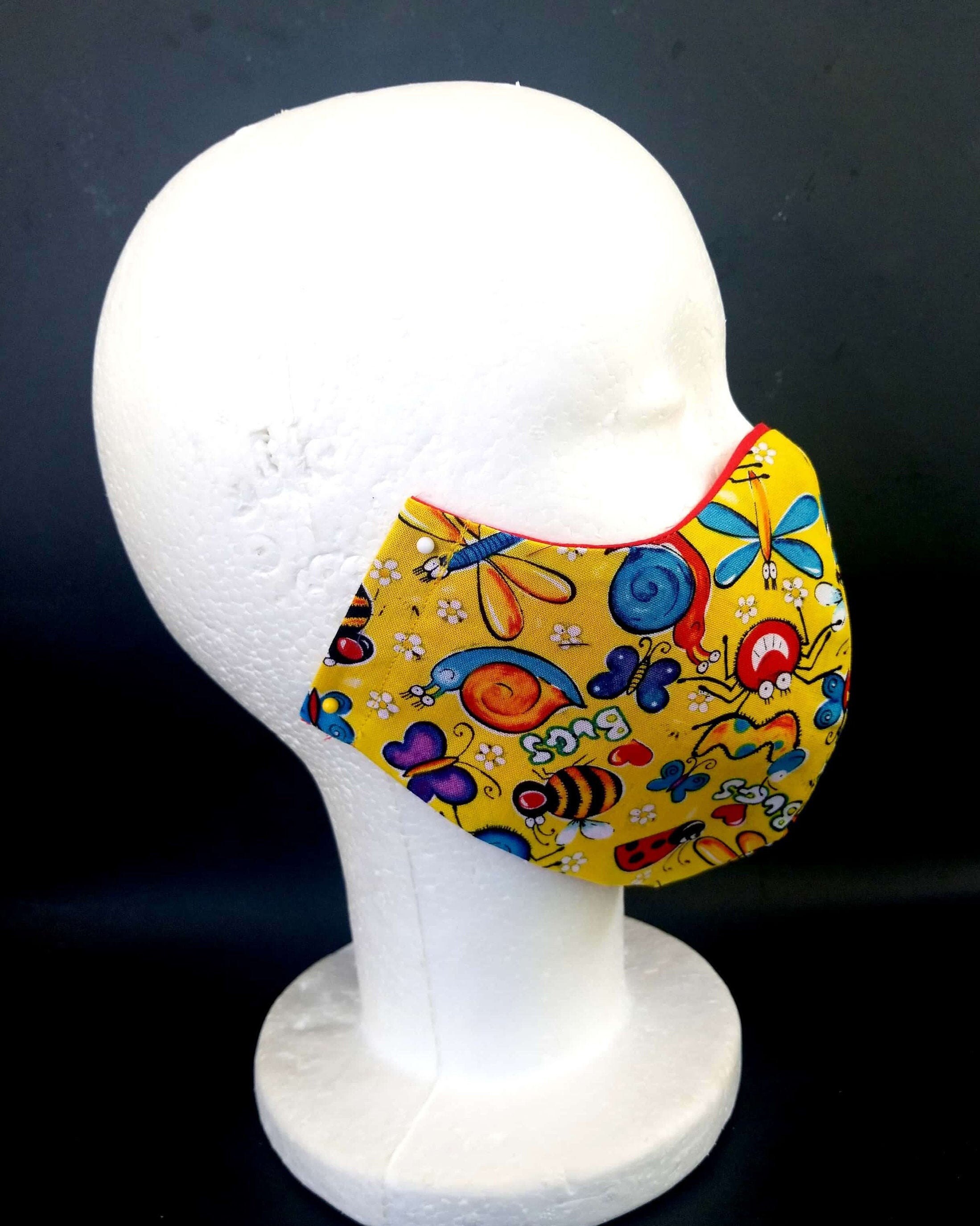 Máscara de cara de insecto feliz hecha a mano lavable y | Etsy