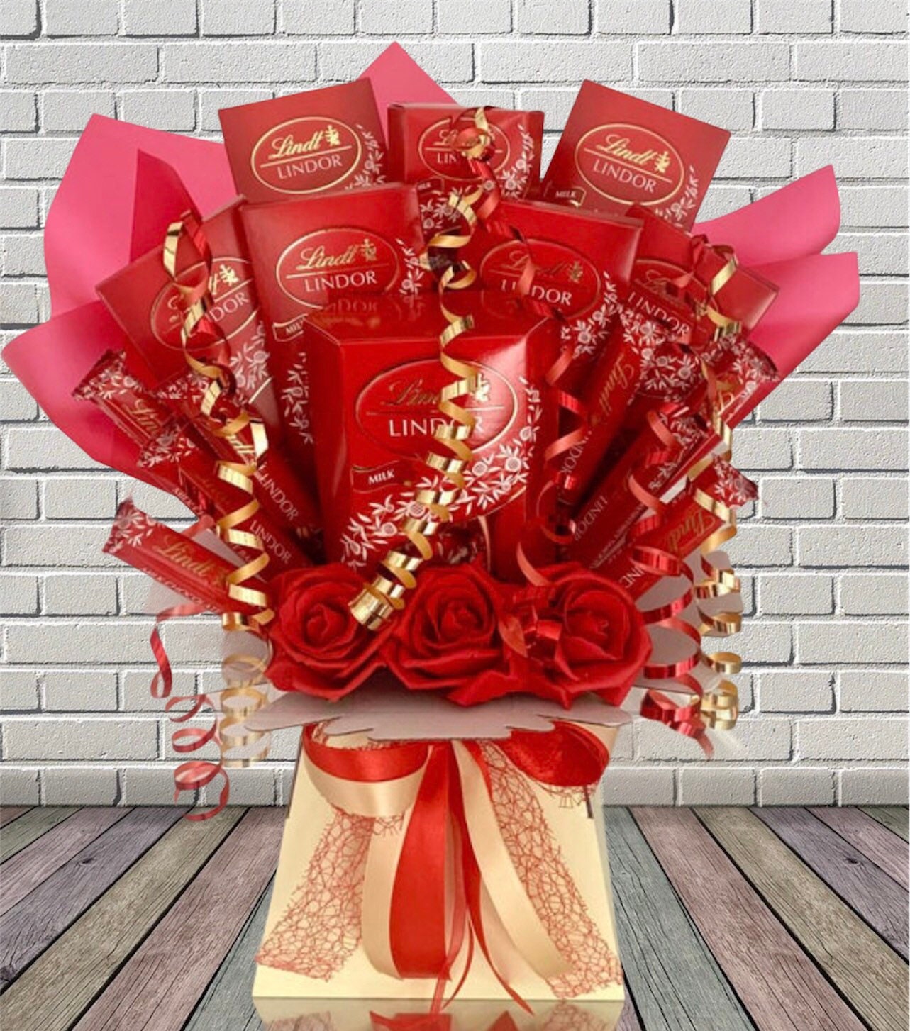 Luxury Lindt Lindor Chocolate Bouquet With Silk Roses - Etsy UK