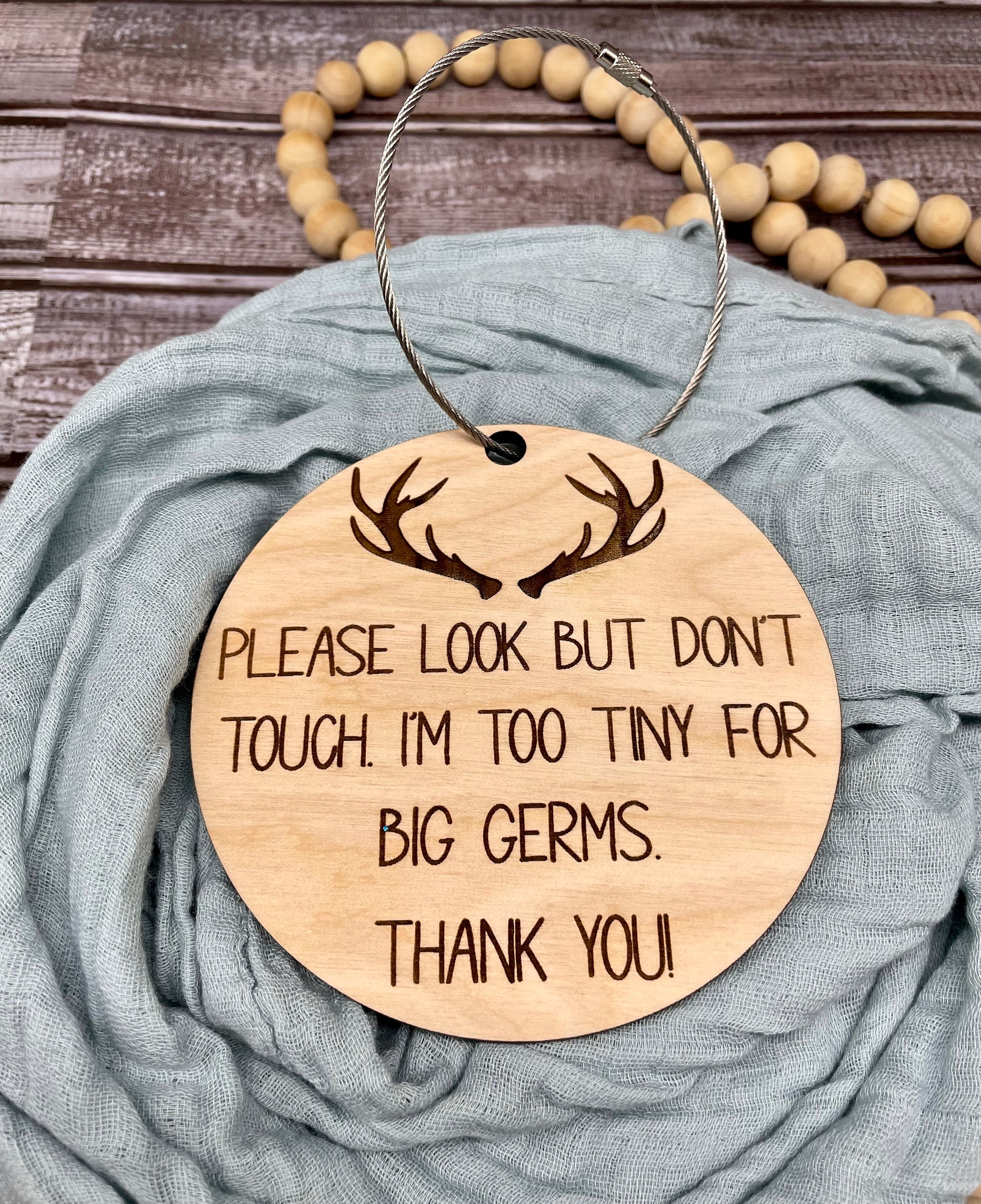 Car Seat Germ Sign/deer Baby Germ Sign/antler Germs Are Too Big Tag ...