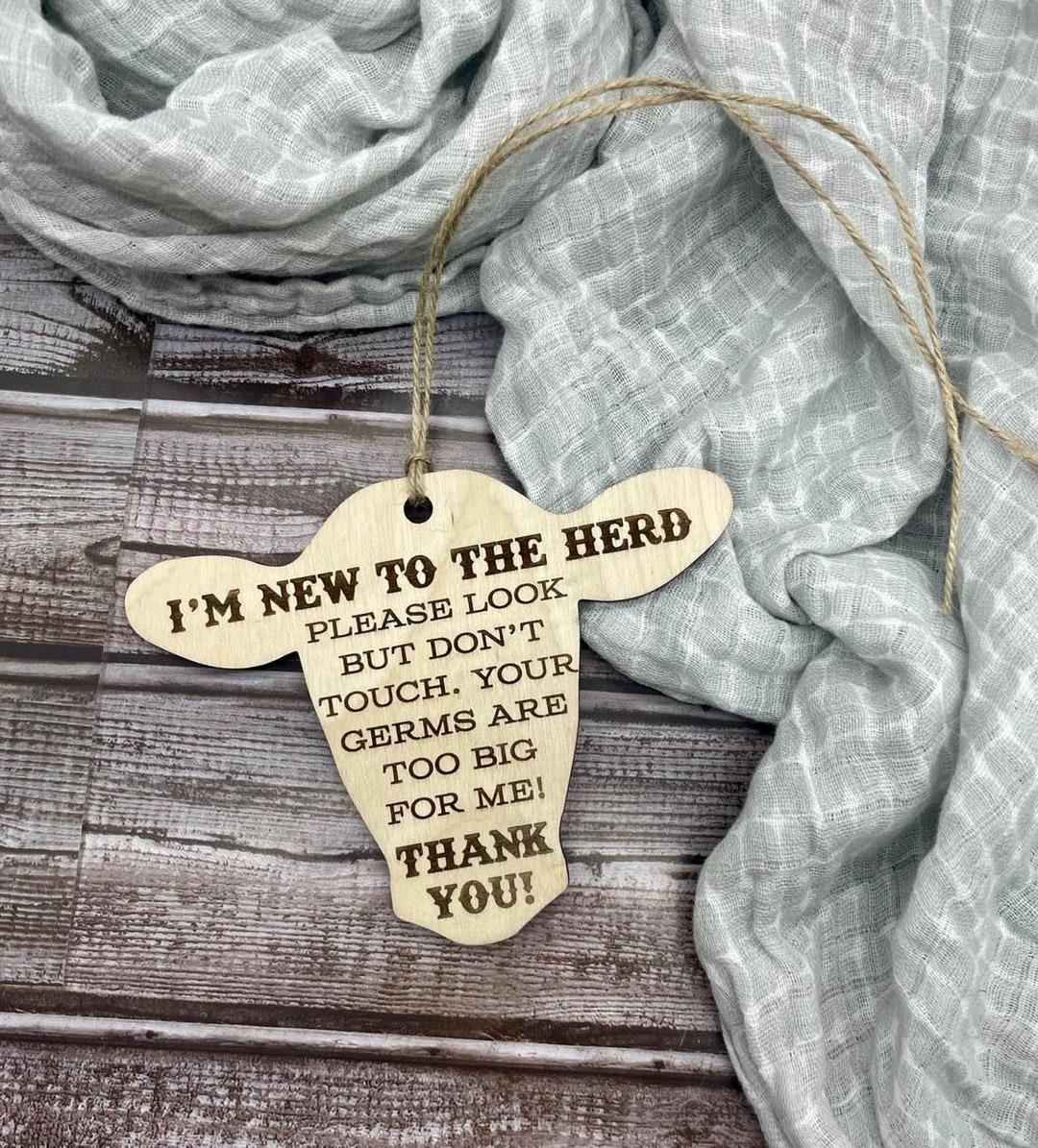 Car Seat Germ Sign/new to the Herd Germ Tag/your Germs Are Too Big Sign ...