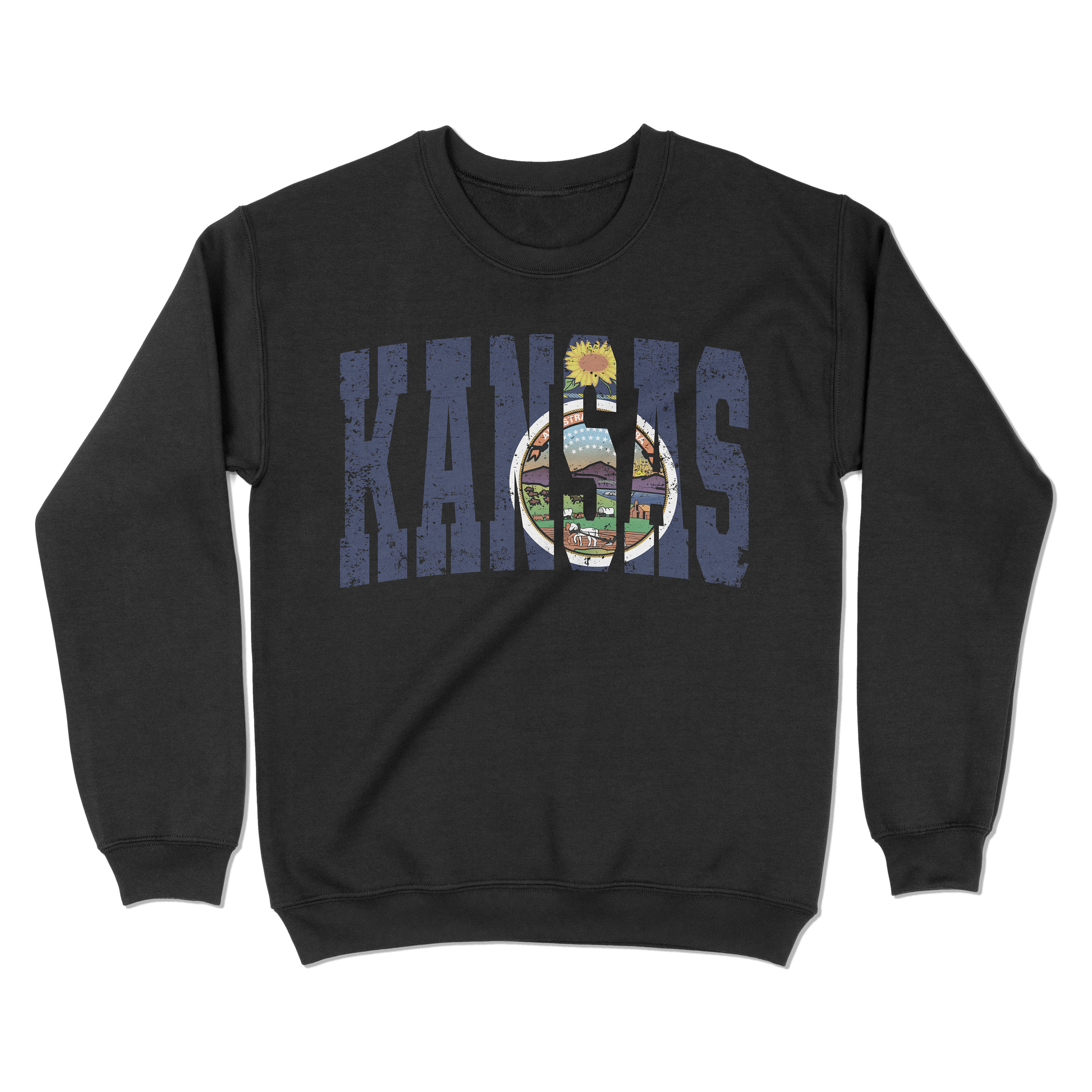 Kansas Flag Vintage Distressed Kansas Sweatshirt. | Topeka, Kansas. YC ...