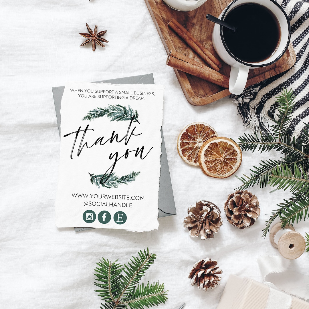 Christmas Thank You Cards Printable Thank You Card Template - Etsy