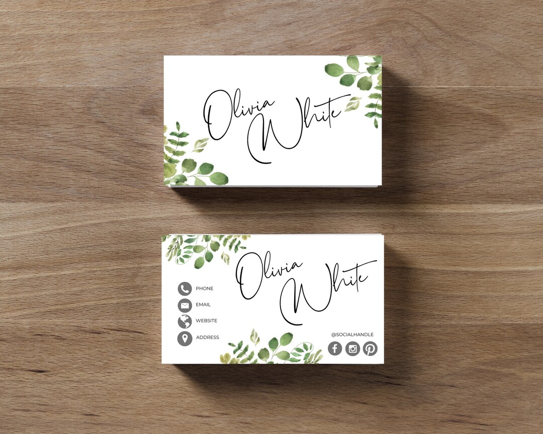 Botanical Business Card, DIY Card Template, Editable Business Card, DIY ...