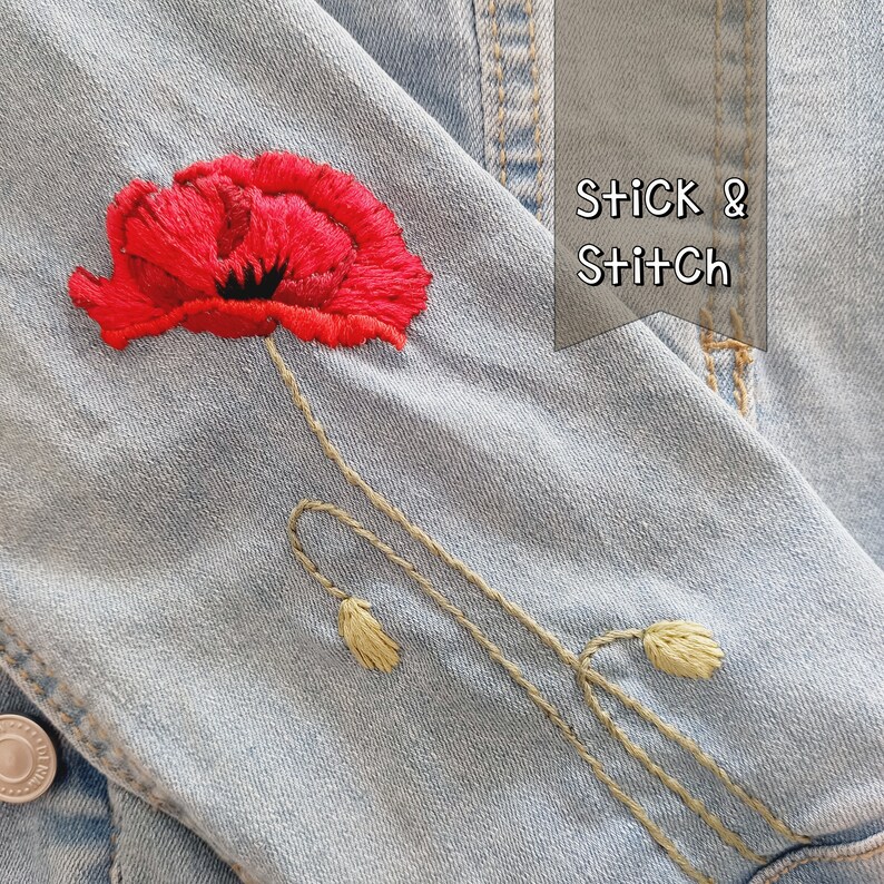 STICK and STITCH. EMILY. Pegatina De Bordado. 20cm. Flores. Pegar ...