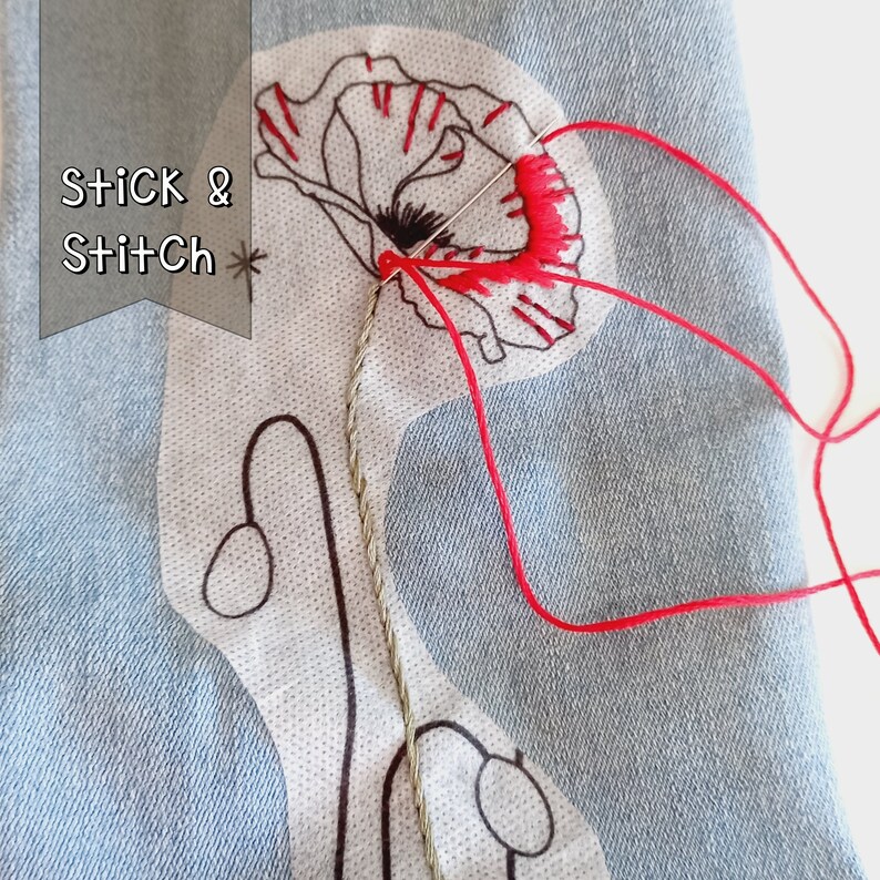 STICK and STITCH. EMILY. Pegatina De Bordado. 20cm. Flores. Pegar ...
