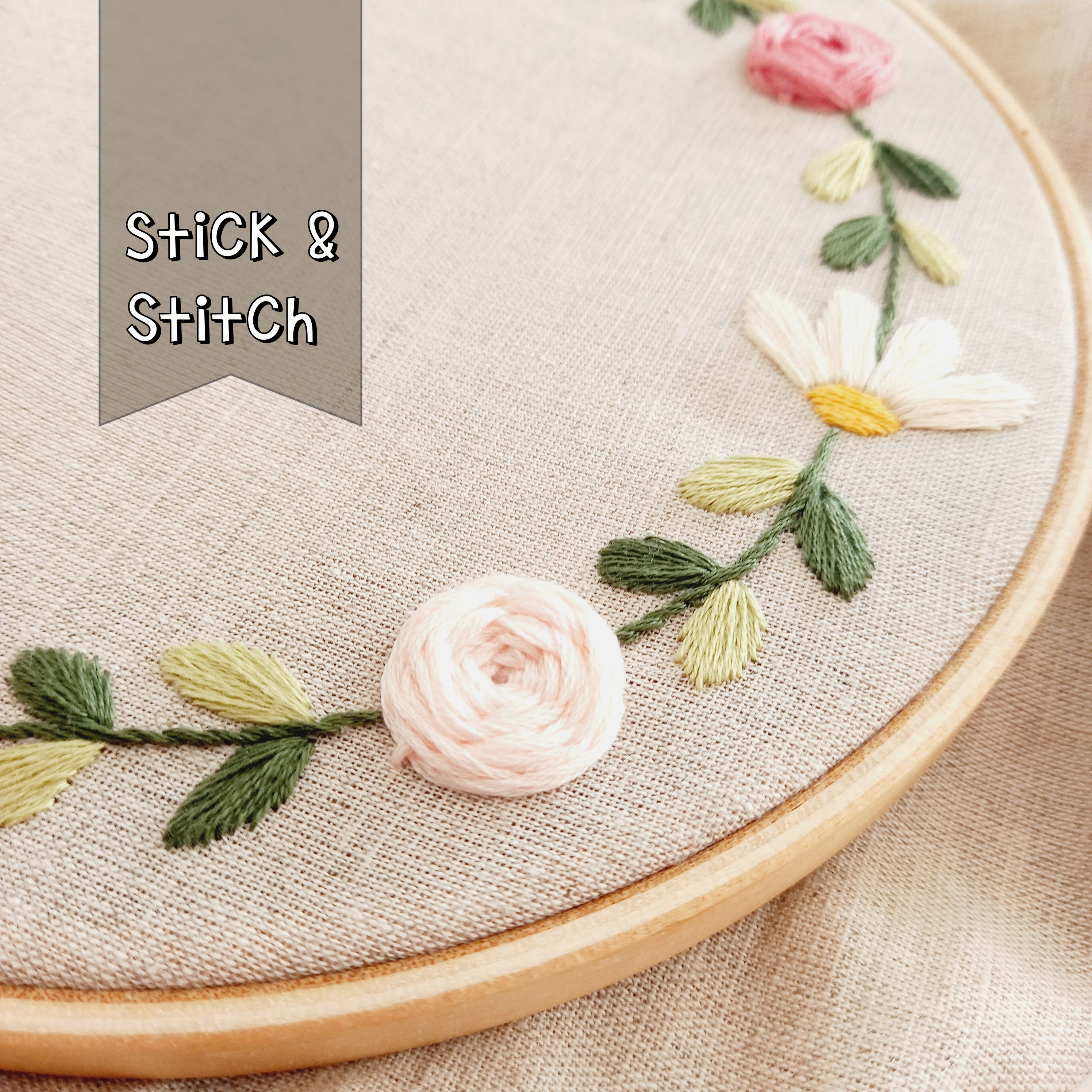 STICK and STITCH. HELENA. Embroidery Sticker. 20cm, 8 Inches. Flowers ...
