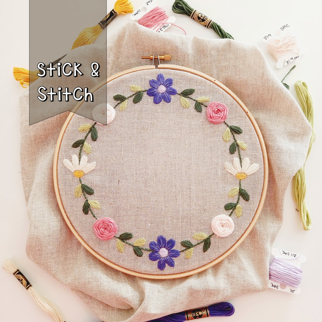 STICK and STITCH. HELENA. Embroidery Sticker. 20cm, 8 Inches. Flowers ...