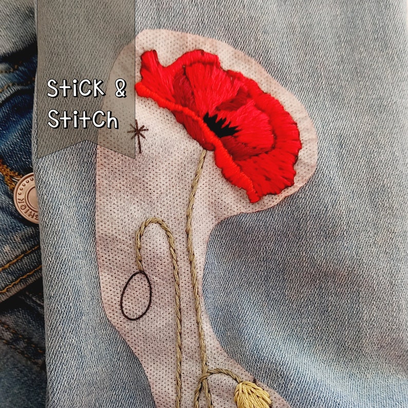 STICK and STITCH. EMILY. Pegatina De Bordado. 20cm. Flores. Pegar ...