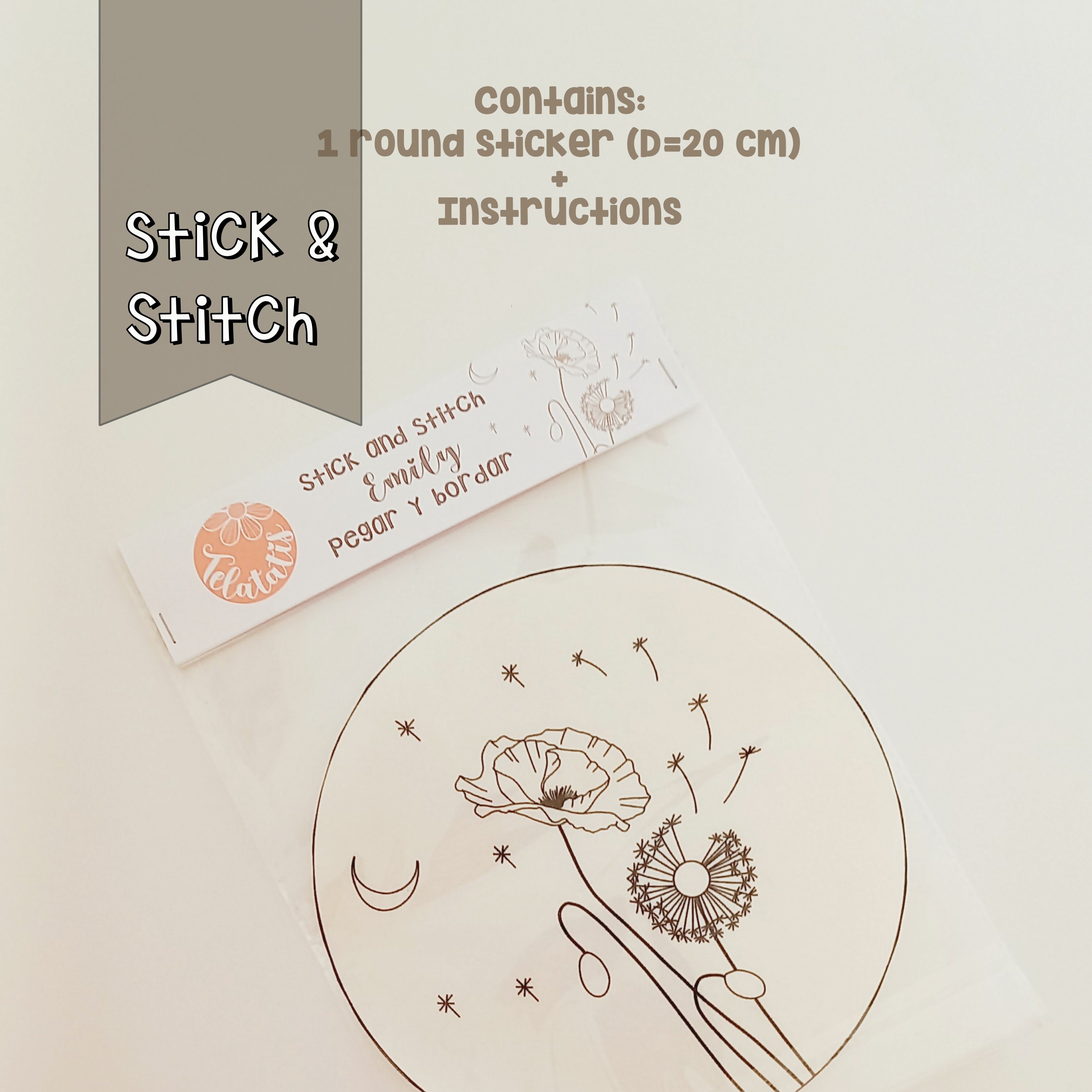 STICK and STITCH. EMILY. Pegatina De Bordado. 20cm. Flores. Pegar ...