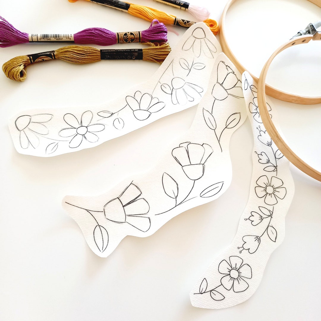 STICK and STITCH. 3 Soluble Stickers to Embroider. Lucia. Flowers for ...