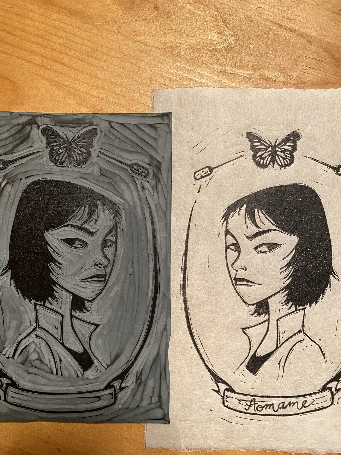 AOMAME 1Q84 Original Linocut Print - Etsy