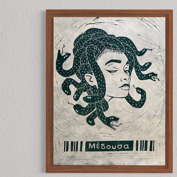Medusa Linocut Print - Etsy