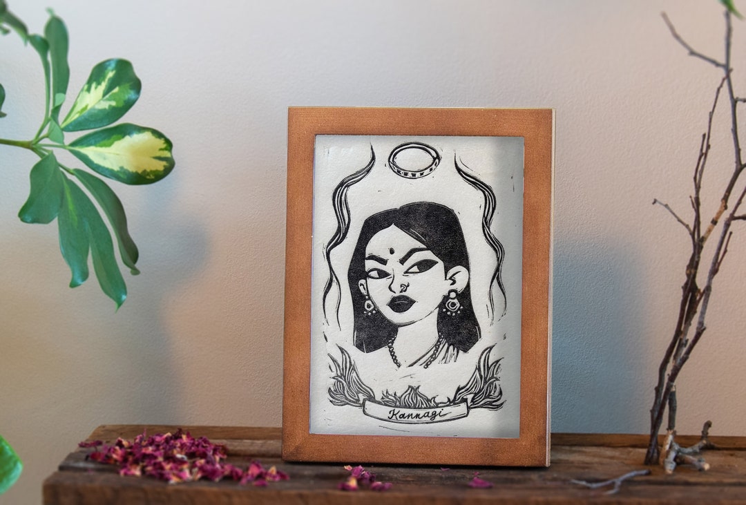 KANNAGI Silappatikaram Original Linocut Print - Etsy