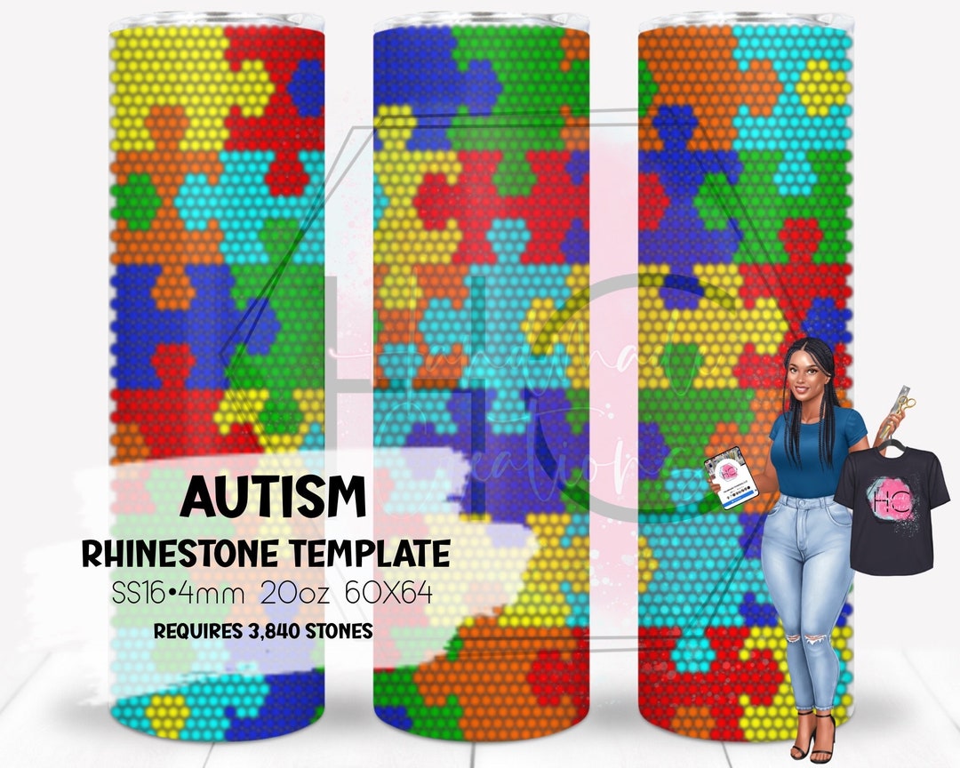 Autism Awareness Rhinestone Tumbler Template - Etsy