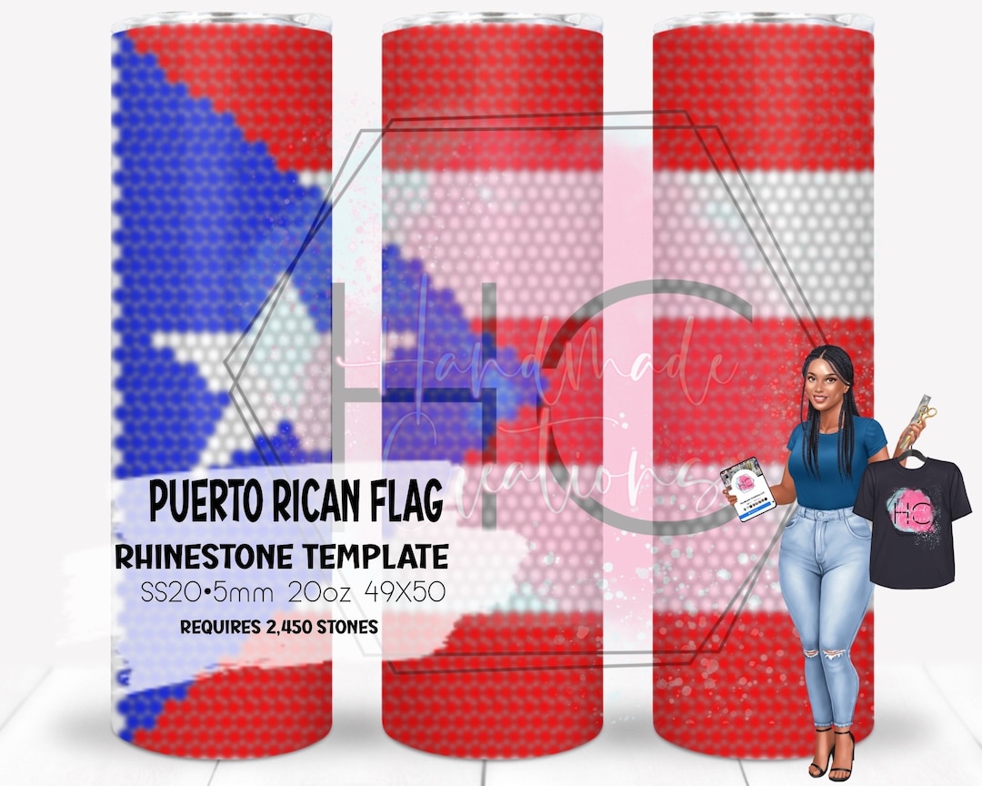 Puerto Rican Flag Rhinestone Tumbler Template - Etsy