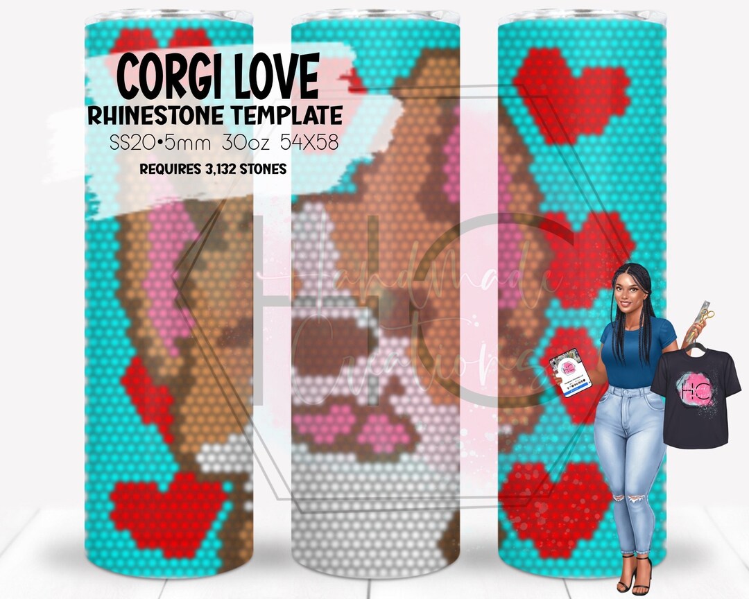 Corgi Love Rhinestone Template - Etsy