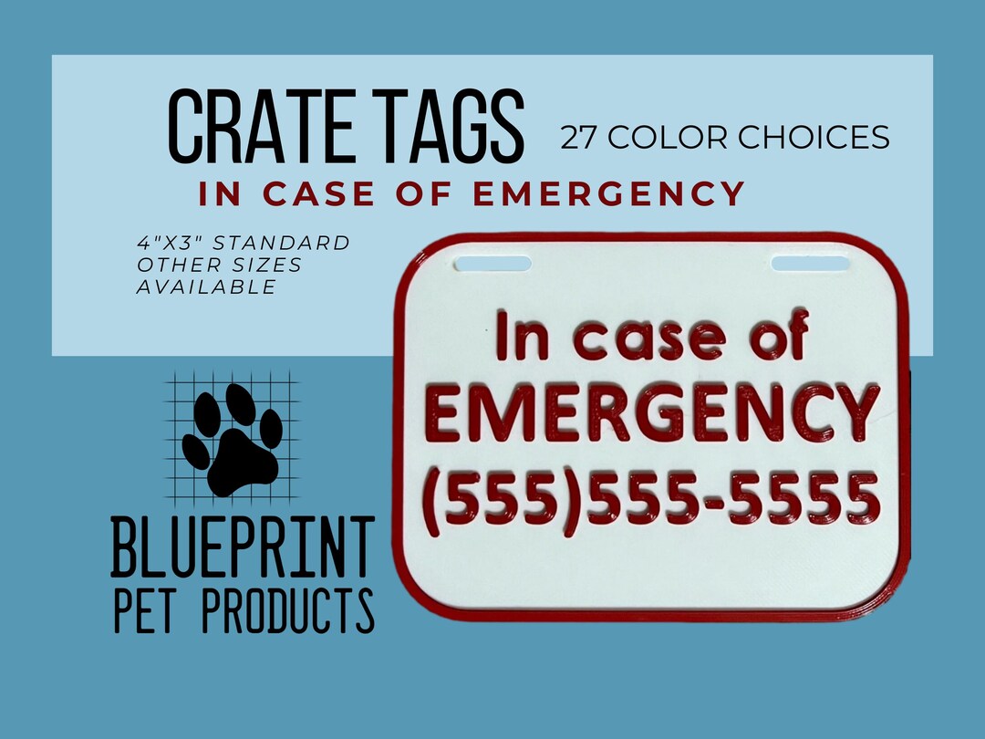 Custom Crate Tag, in Case of Emergency, Kennel Tag, Dog Crate Place ...