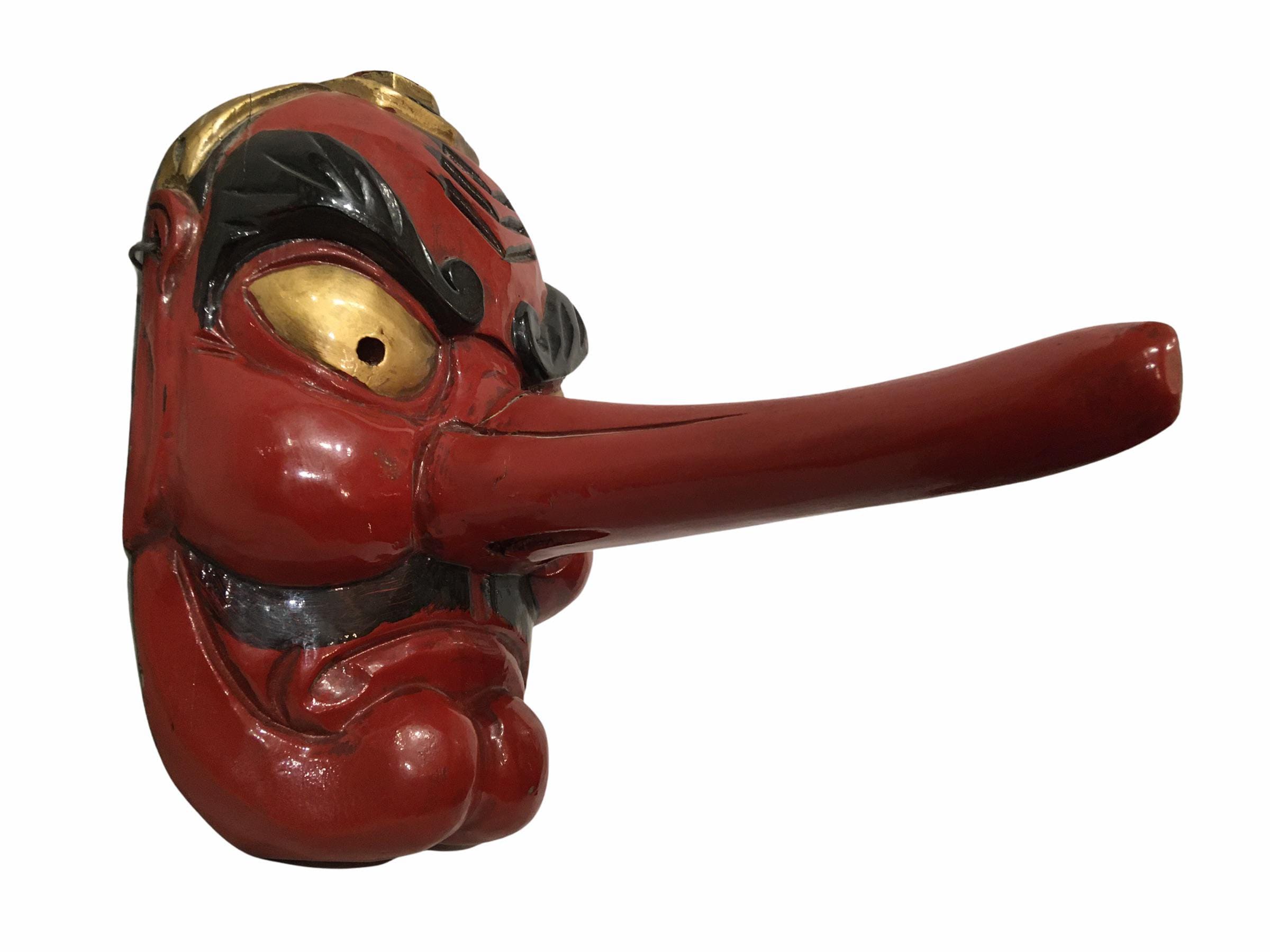 Polychrome Antique Japanese Wooden Tengu Mask - Etsy