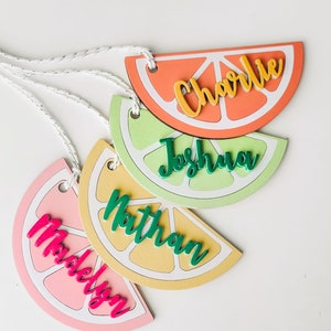 Fruit Slices Name Tags / Wooden Name Tags / Lemon Lime Name Tags ...