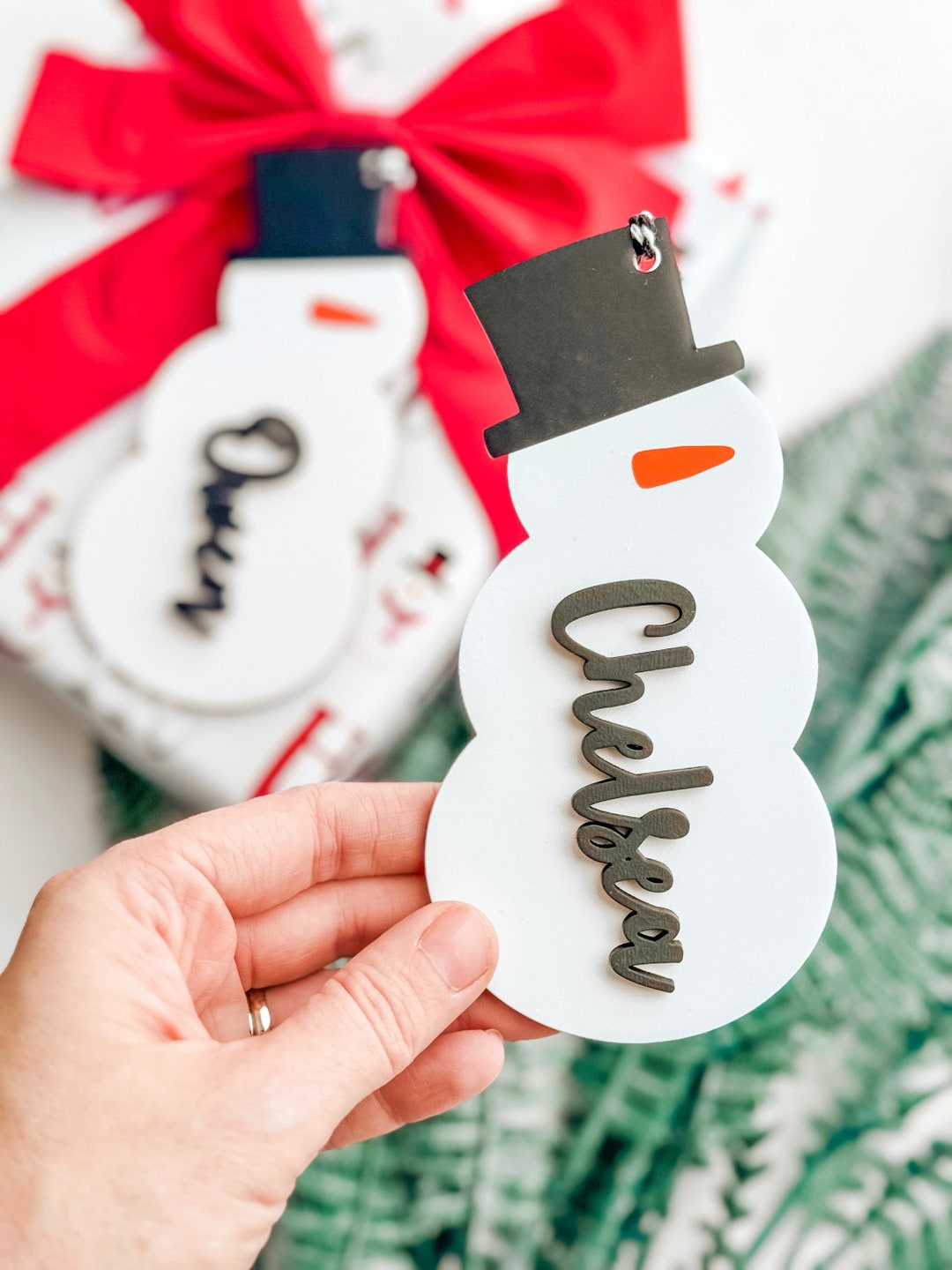 Snowman Name Tags / Wooden Name Tags / Stocking Tags / Christmas Gift ...