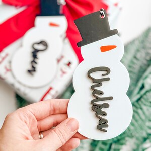 Snowman Name Tags / Wooden Name Tags / Stocking Tags / Christmas Gift ...