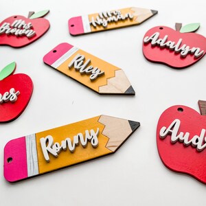 Teacher Appreciation / Teacher Gift Tags / Wooden Apple Pencil Name ...